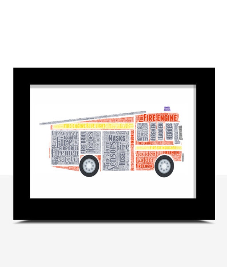 Fire Engine Word Art Print Gift Fireman Gift Personalised | Etsy