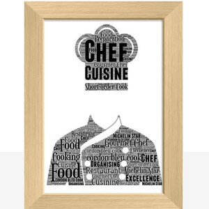 Gift for Chef Personalised Chef Word Art Print Gift Chef Hat and Apron ...