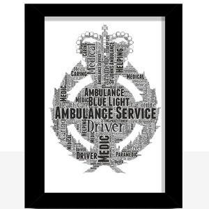 Personalised Ambulance Worker Gift |ambulance Crest Print | Paramedic ...