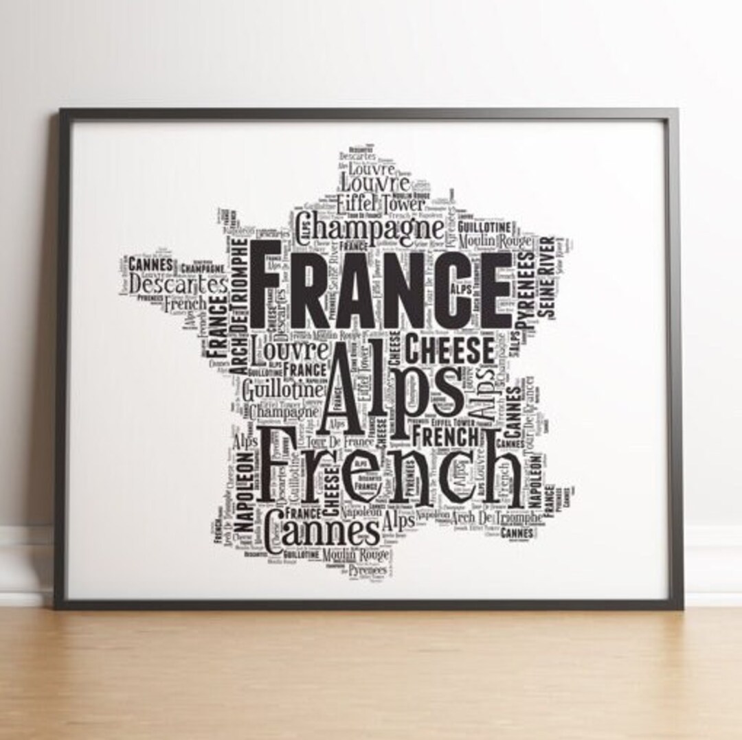 Personalised France Map Print custom French Art Print france Map Art ...