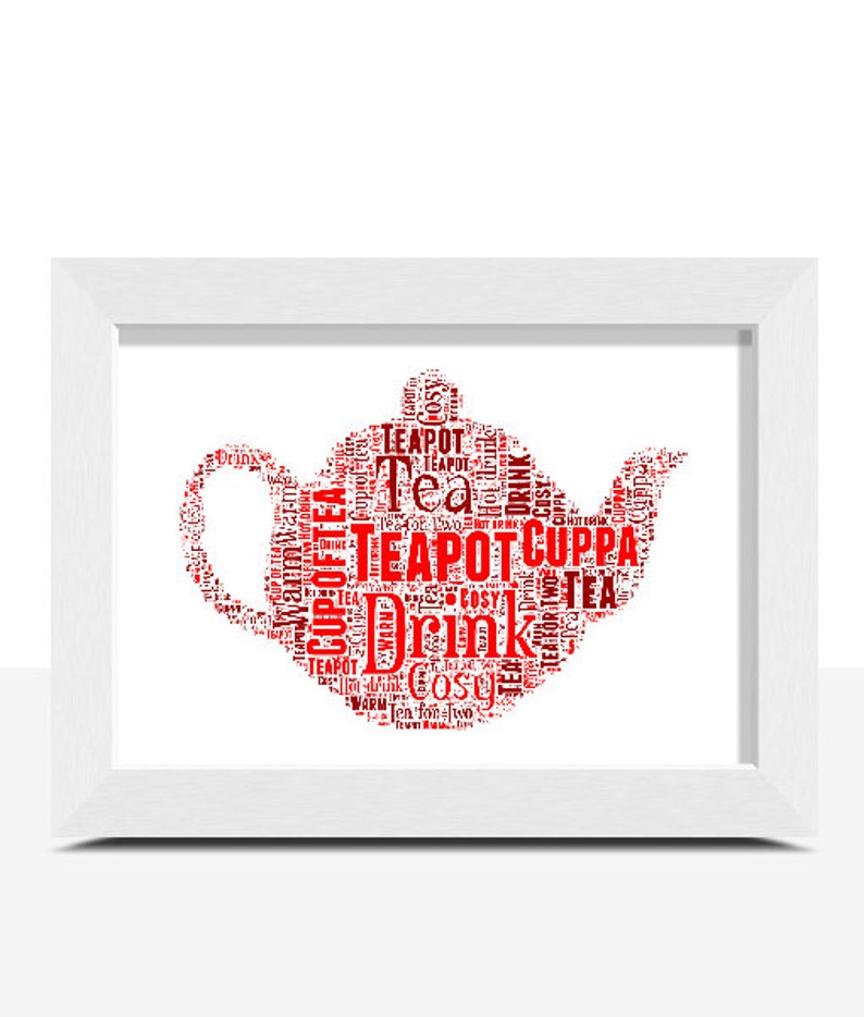 Personalised Teapot Word Art, Tea Word Art, Tea, Cup of Tea, Gift ...