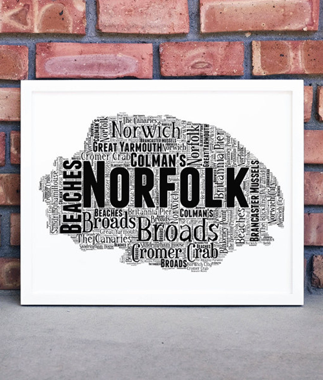Unique Norfolk Map Word Collage - Customisable Art Print - Personalised ...