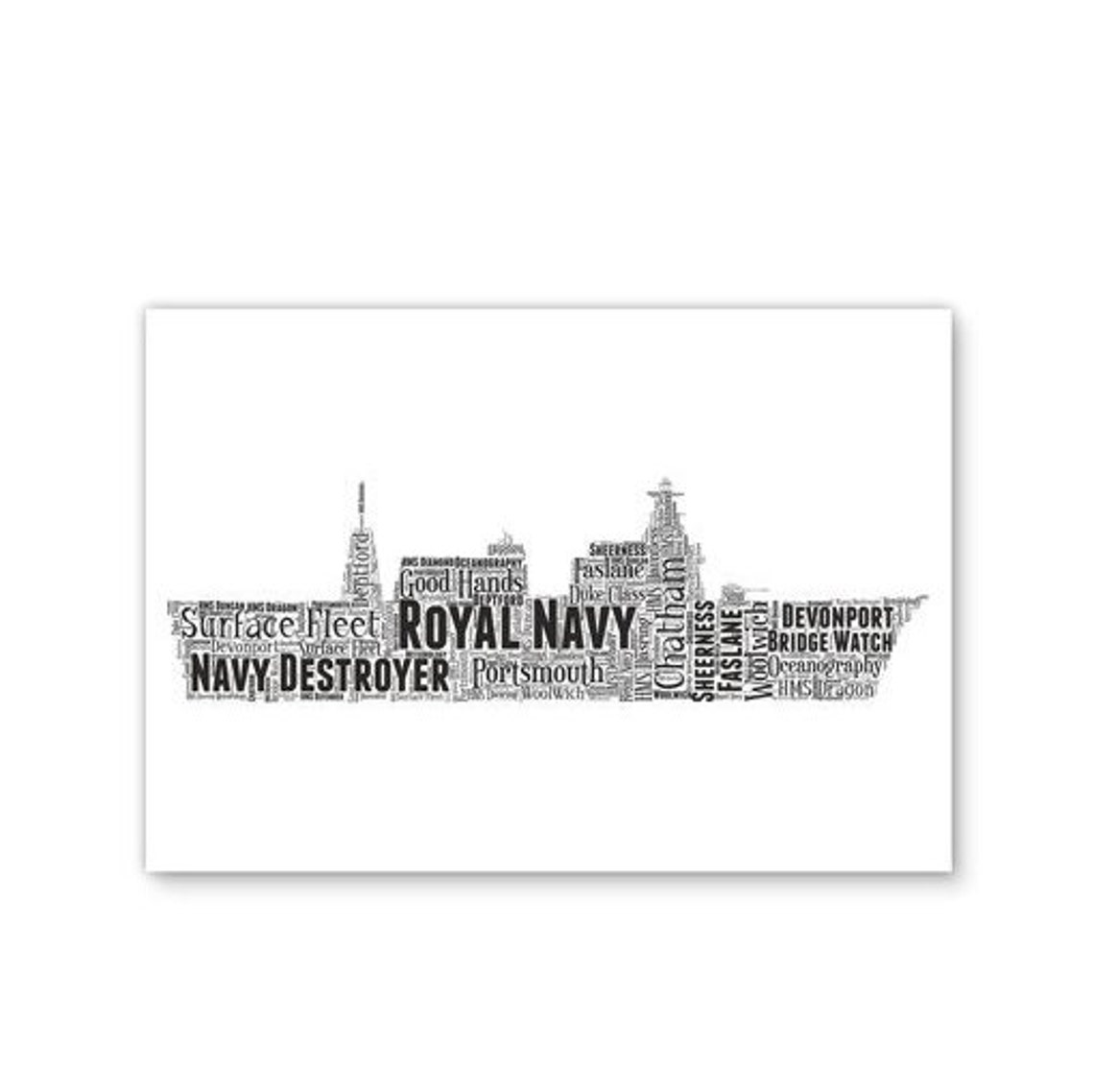 Royal Navy Gift Personalised Royal Navy Destroyer Ship Word - Etsy UK