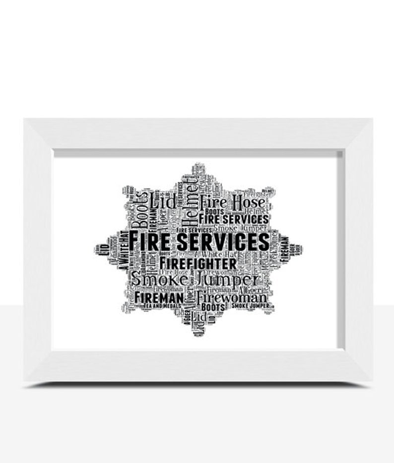Personalise Fire Crest Word Art Gift Print Gift Fireman Gift - Etsy UK
