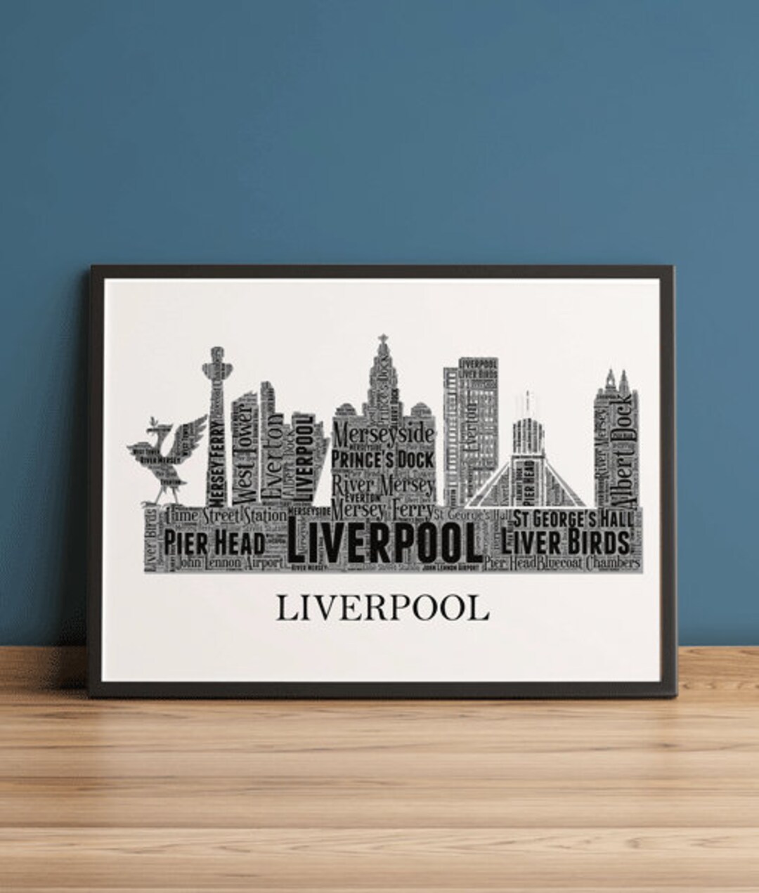 Personalised Liverpool Skyline Word Art Poster, Liverpool City Word Art ...