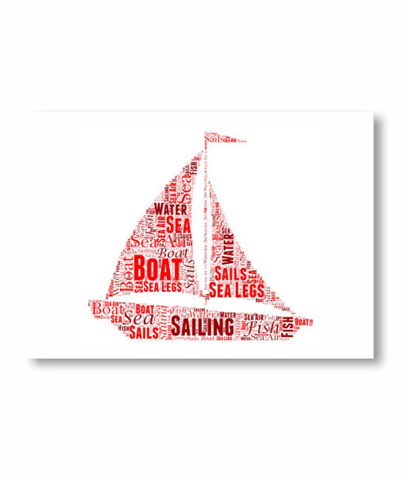 Personalised Boat Word Art Sailboat Poster Fathers Day - Etsy UK