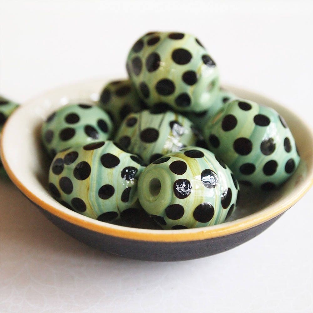 3 Ceramic Porcelain Glazed Large Bicone Beads Blue Green Black | Etsy