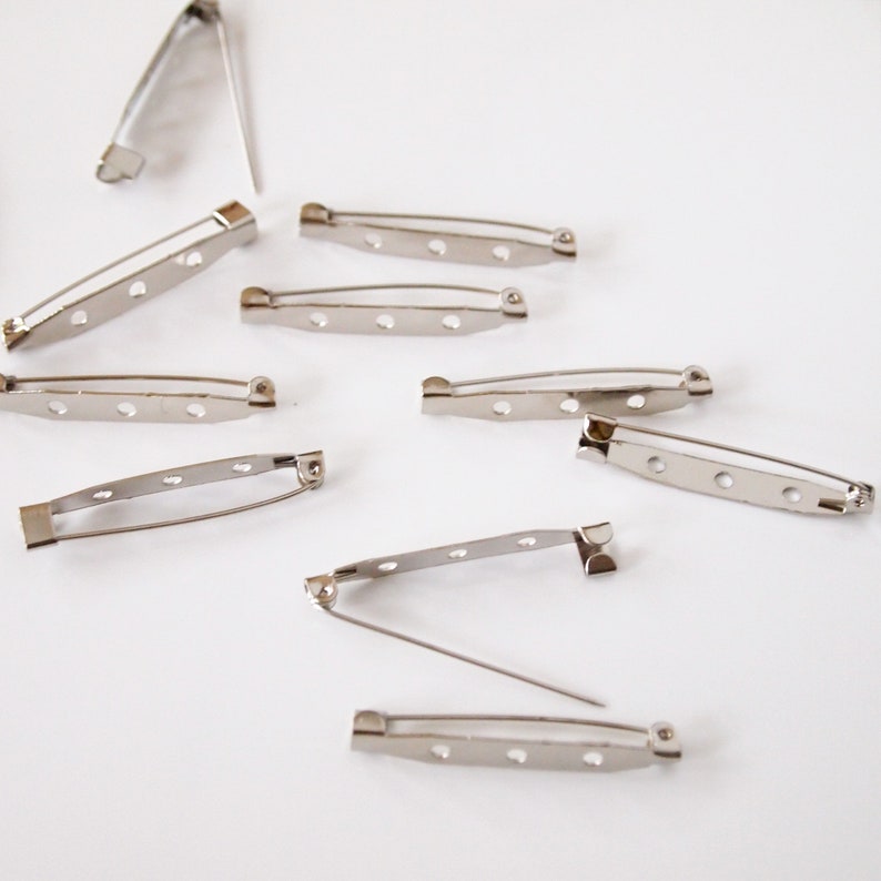 10 Brooch Pins Brooch Backs Silver Tone Three Hole DIY Brooch - Etsy