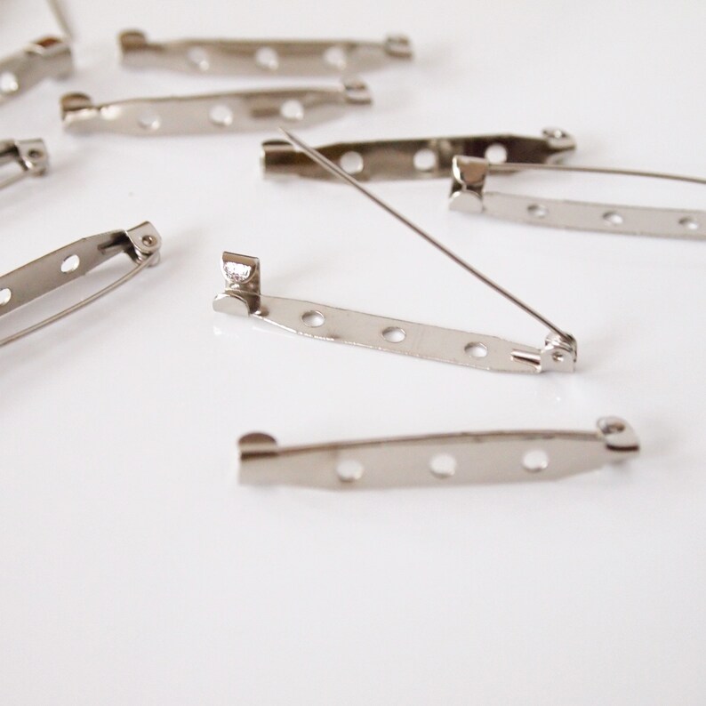 10 Brooch Pins Brooch Backs Silver Tone Three Hole DIY Brooch - Etsy