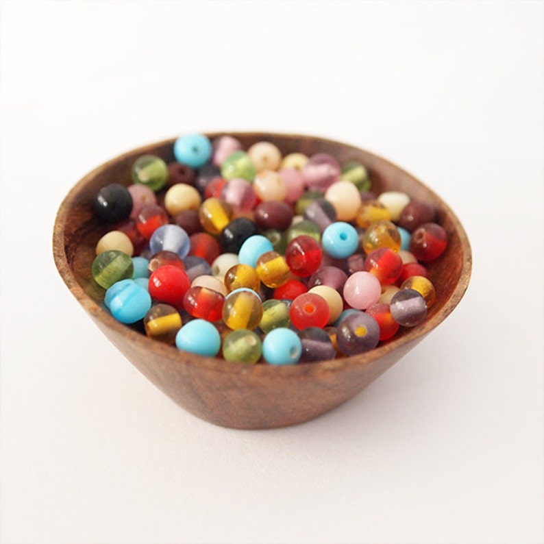 15 Gram Round Glass Bead Mix Assorted Colours Bohemian Style Etsy