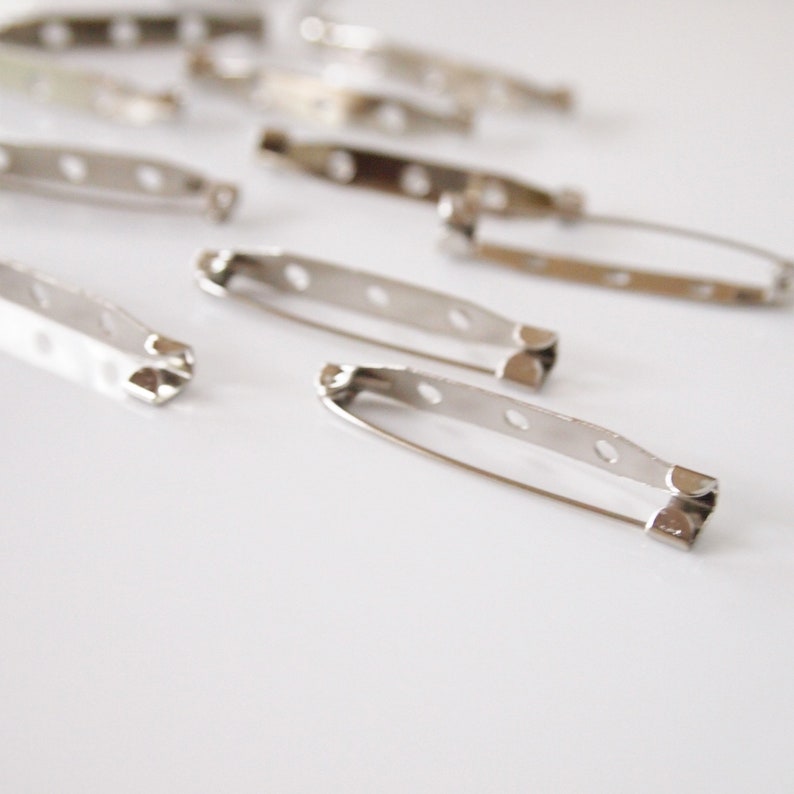 10 Brooch Pins Brooch Backs Silver Tone Three Hole DIY Brooch - Etsy