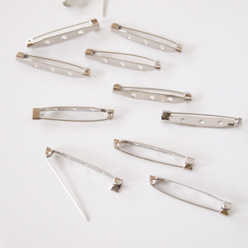 10 Brooch Pins Brooch Backs Silver Tone Three Hole DIY Brooch - Etsy