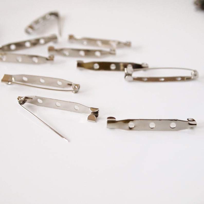 10 Brooch Pins Brooch Backs Silver Tone Three Hole DIY Brooch - Etsy