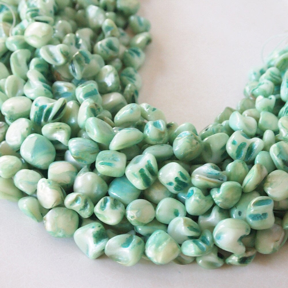 Strand Mother of Pearl Nuggets Shell Beads Light Green 15 Inch - Etsy