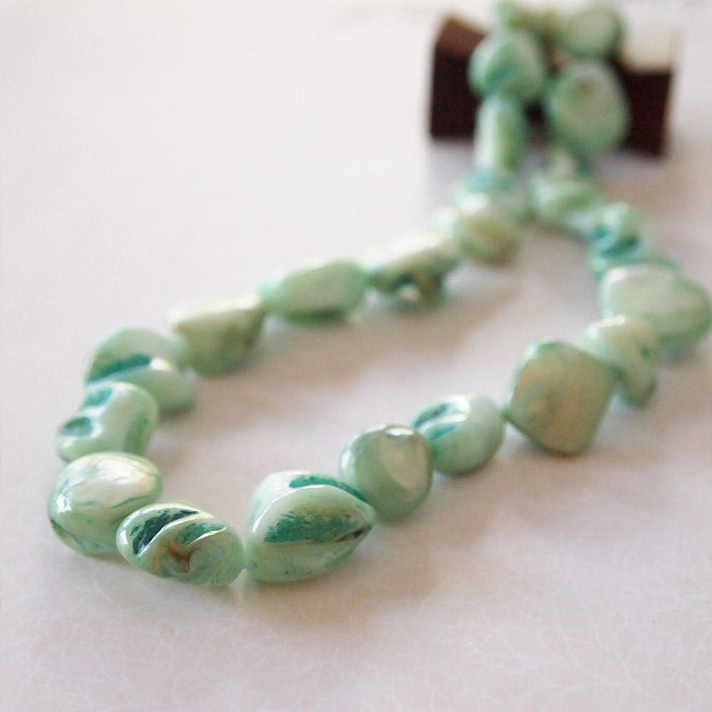 Strand Mother of Pearl Nuggets Shell Beads Light Green 15 Inch - Etsy
