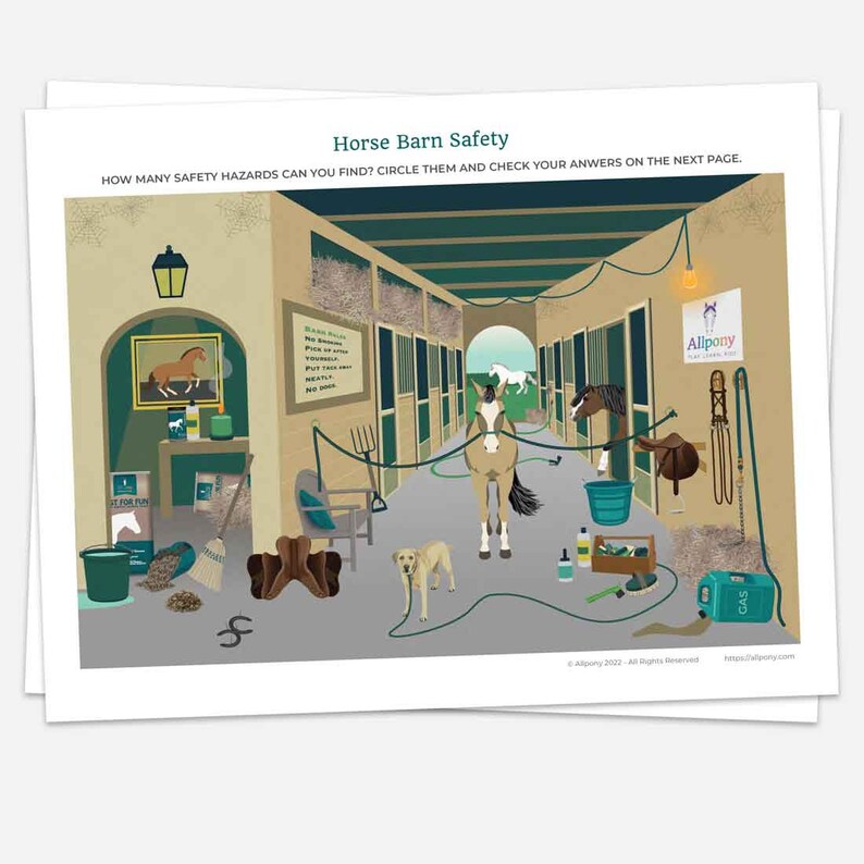 Horse Barn Safety Hazards Activity Sheet - Etsy