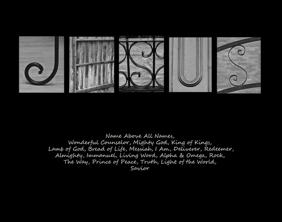 Jesus Names of Jesus Alphabet Letter Art Photography Black | Etsy