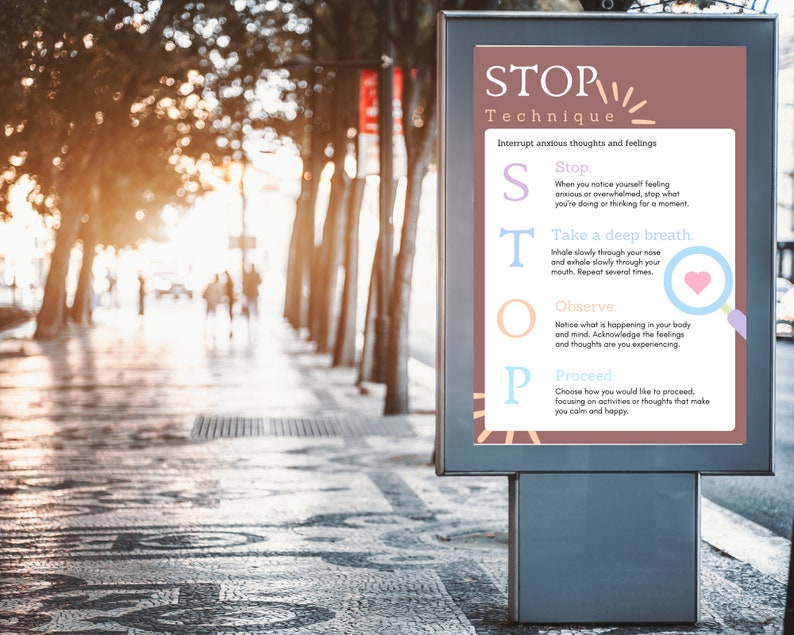 STOP TECHNIQUES Mental Health POSTER Art for Office Room Décor Digital ...