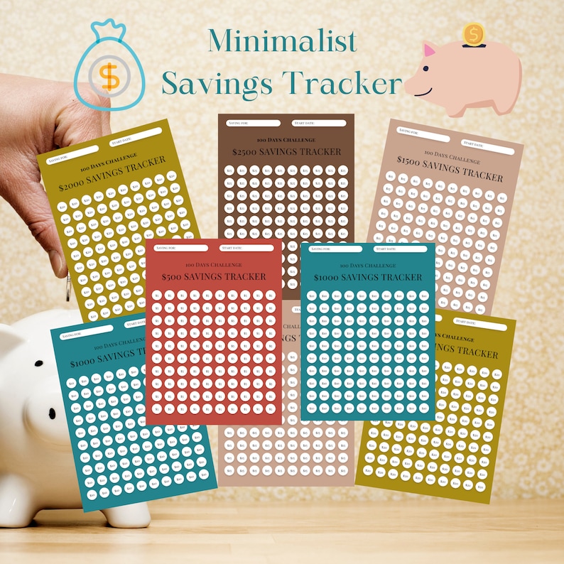 Digital Download Minimalist Saving TRACKER PLANNER and Fill Able PDF ...