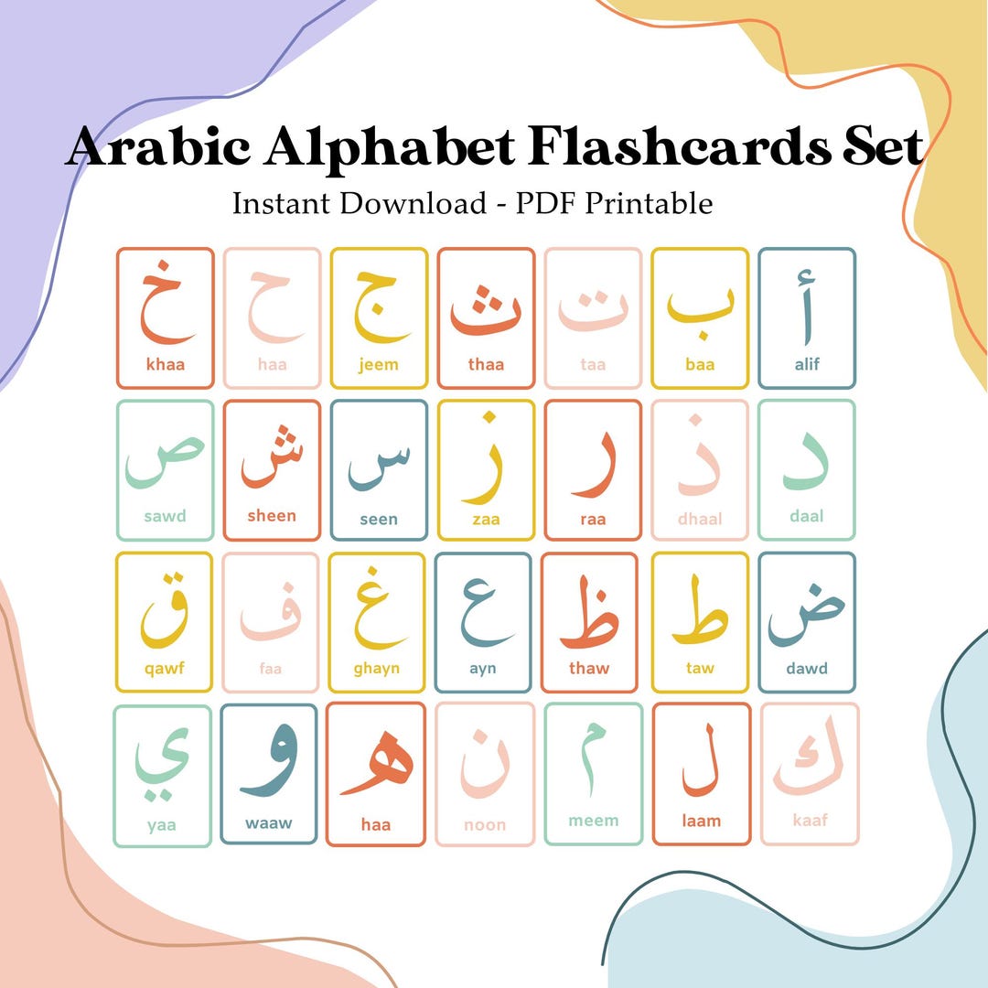 Arabic Alphabet Flashcards, Printable Arabic Letters,arabic Flashcards ...