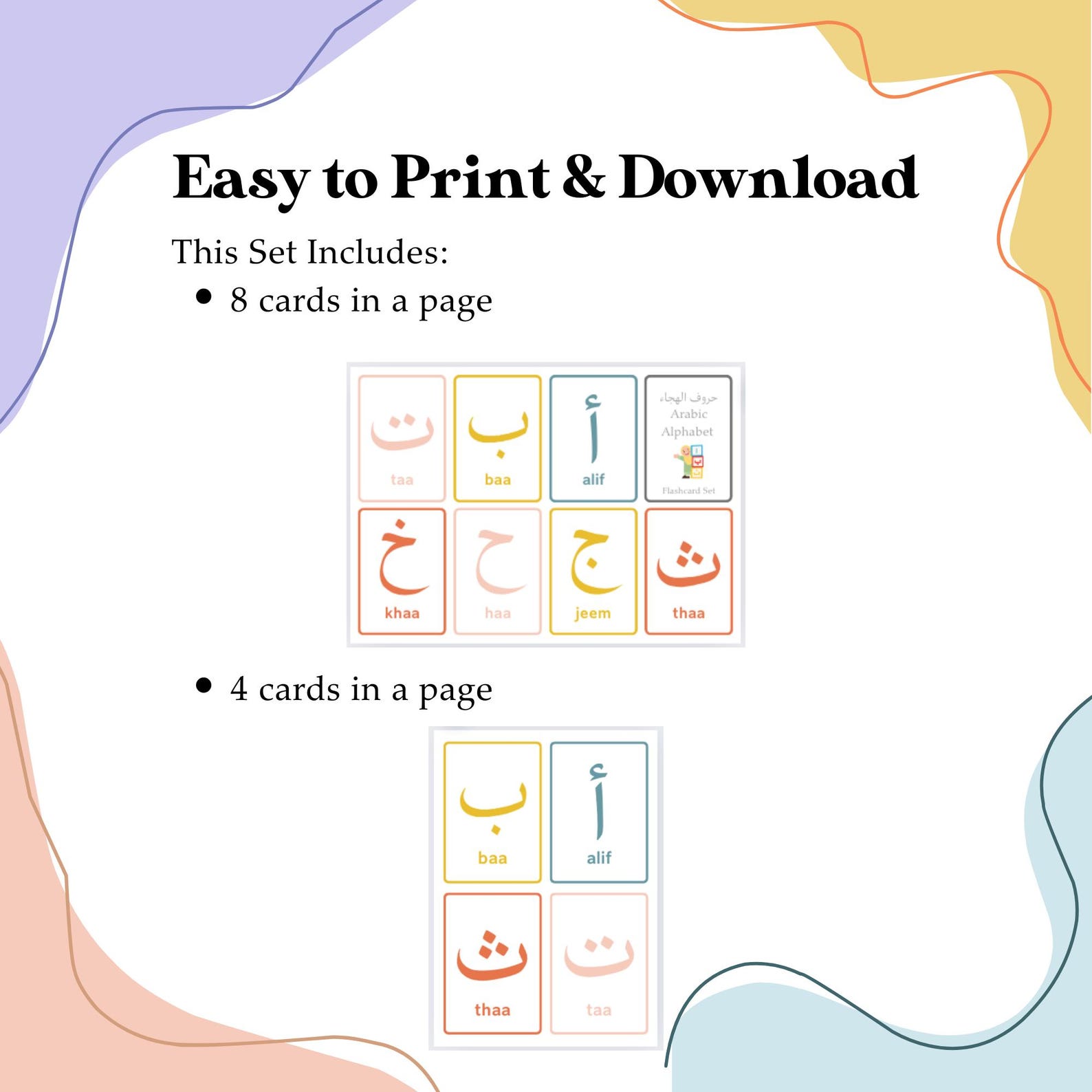 Arabic Alphabet Flashcards, Printable Arabic Letters,arabic Flashcards ...