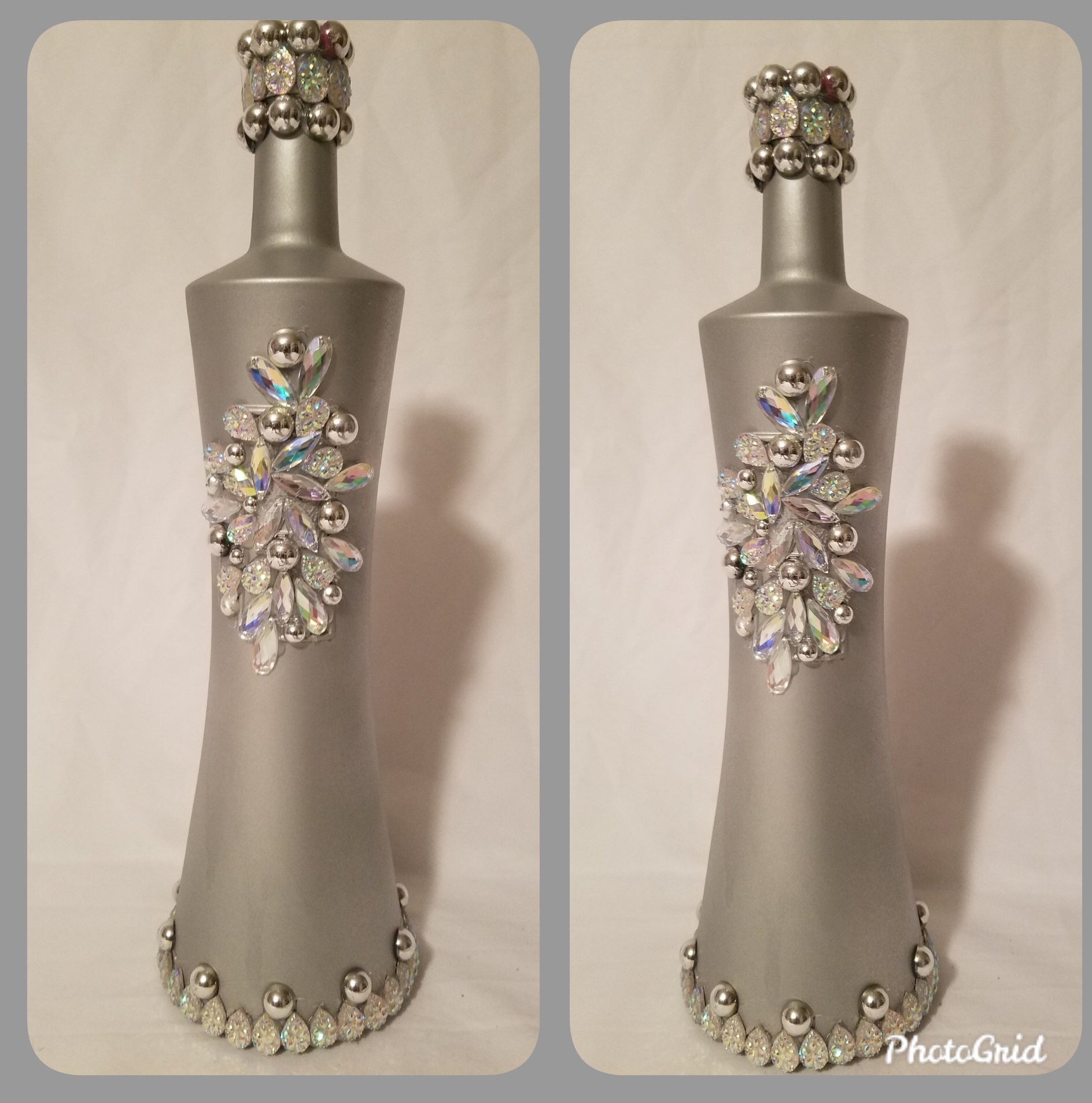 Decorated Vodka Silver Spray Painted Bottle With Sparkling Faux ...