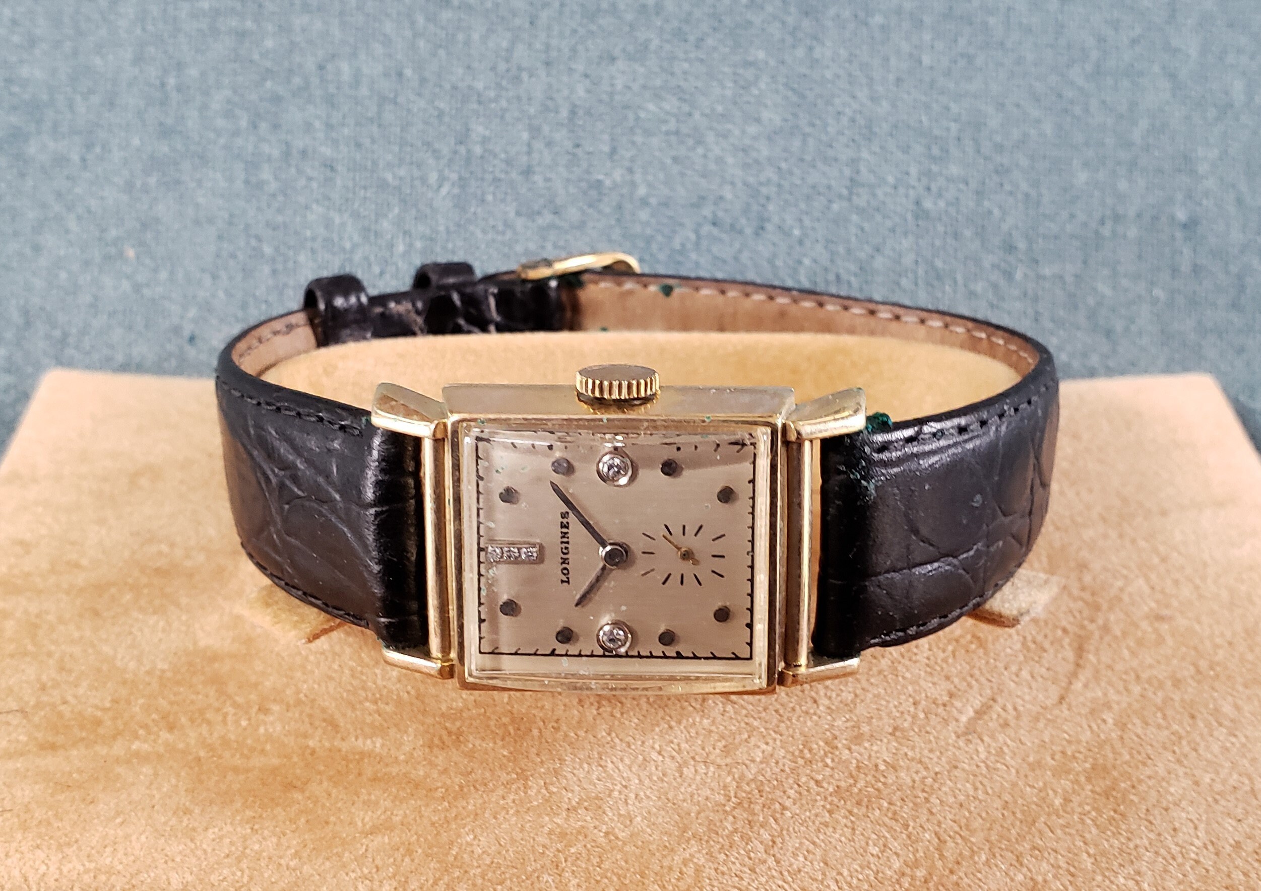 14K Gold Longines Diamond Dial Tank Watch - Etsy