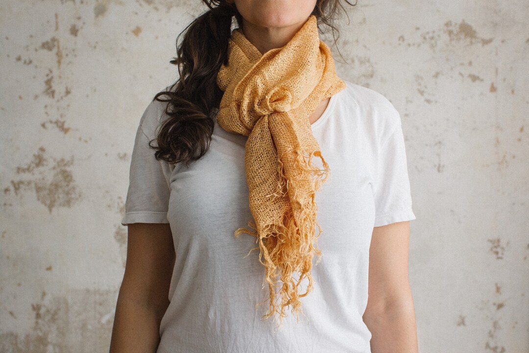 Silk Scarf RAW medium 45 X 150 Cm, Peach - Etsy
