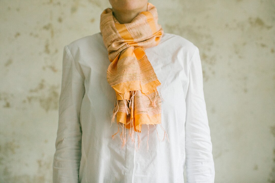 Silk Scarf Raw medium 46 Cm X 163 Cm, Orange - Etsy