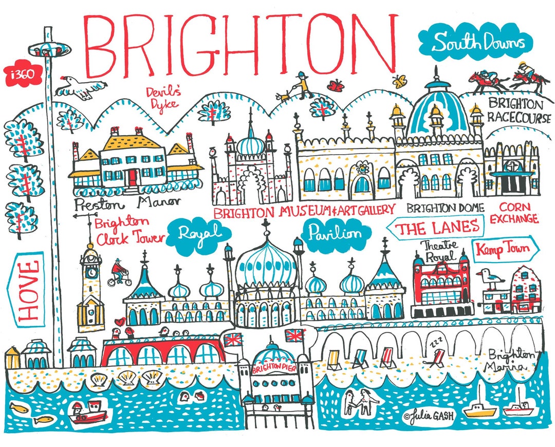 Brighton Art Print by Julia Gash - Etsy UK