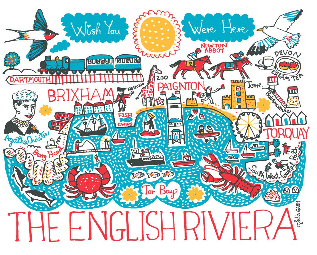 English Riviera Art Print by Julia Gash - Etsy