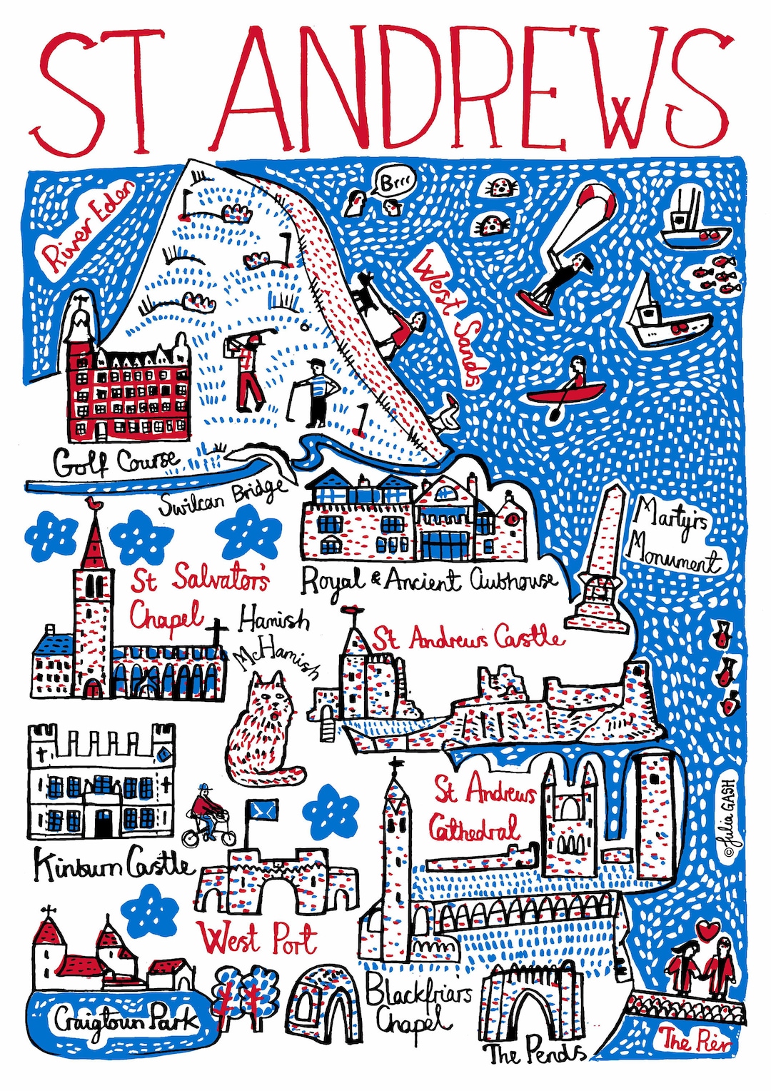 St Andrews Art Print by Julia Gash - Etsy