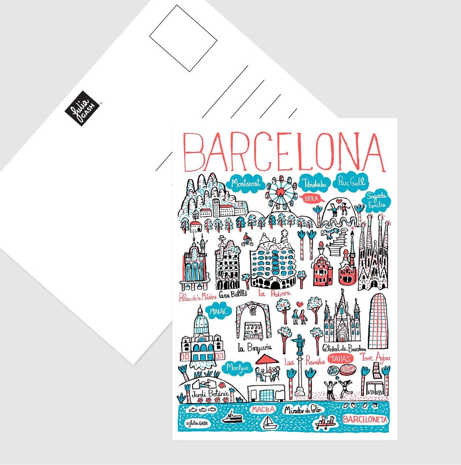 Barcelona Postcard by Julia Gash - Etsy