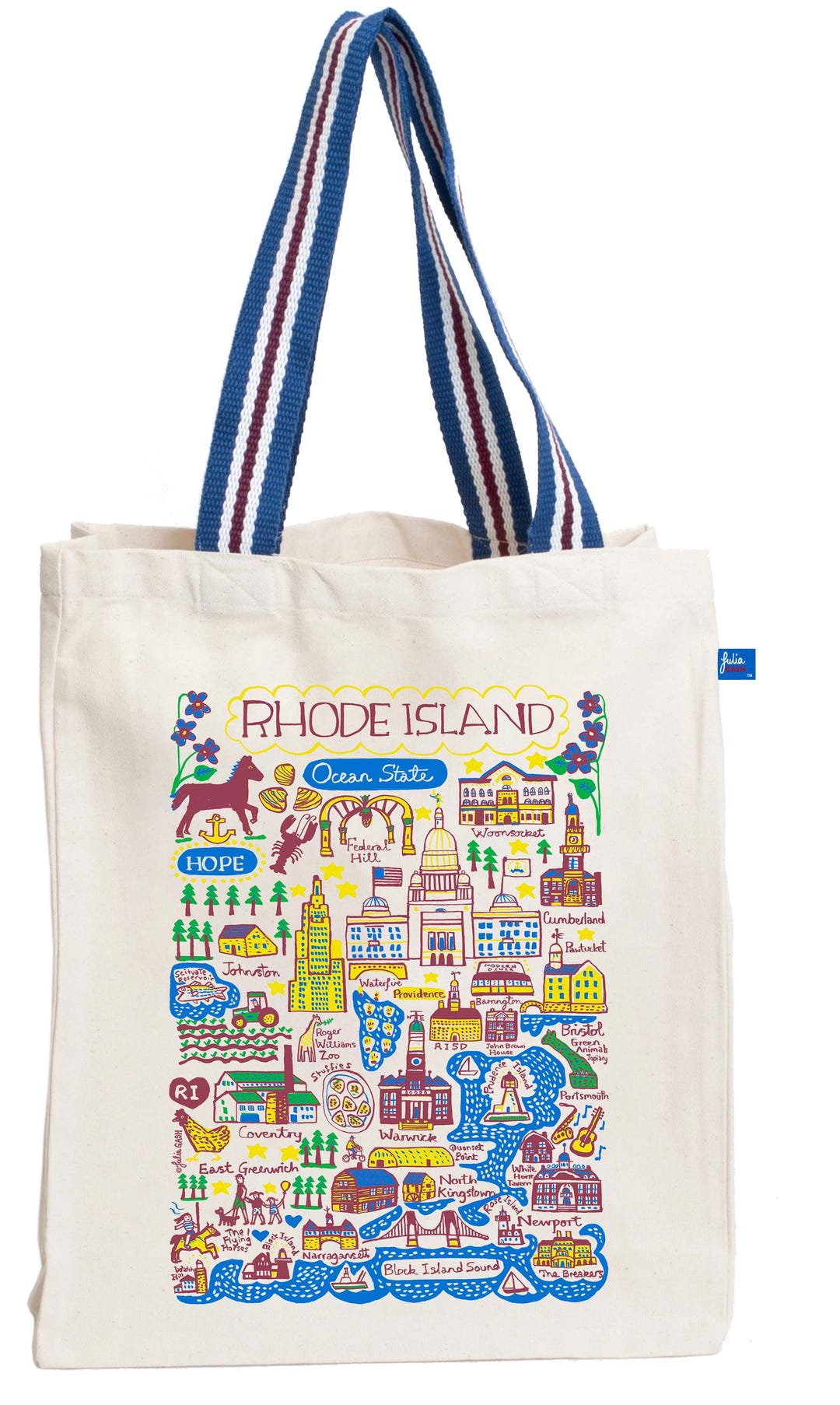 Rhode Island Natural Canvas Tote Bag by Julia Gash - Etsy