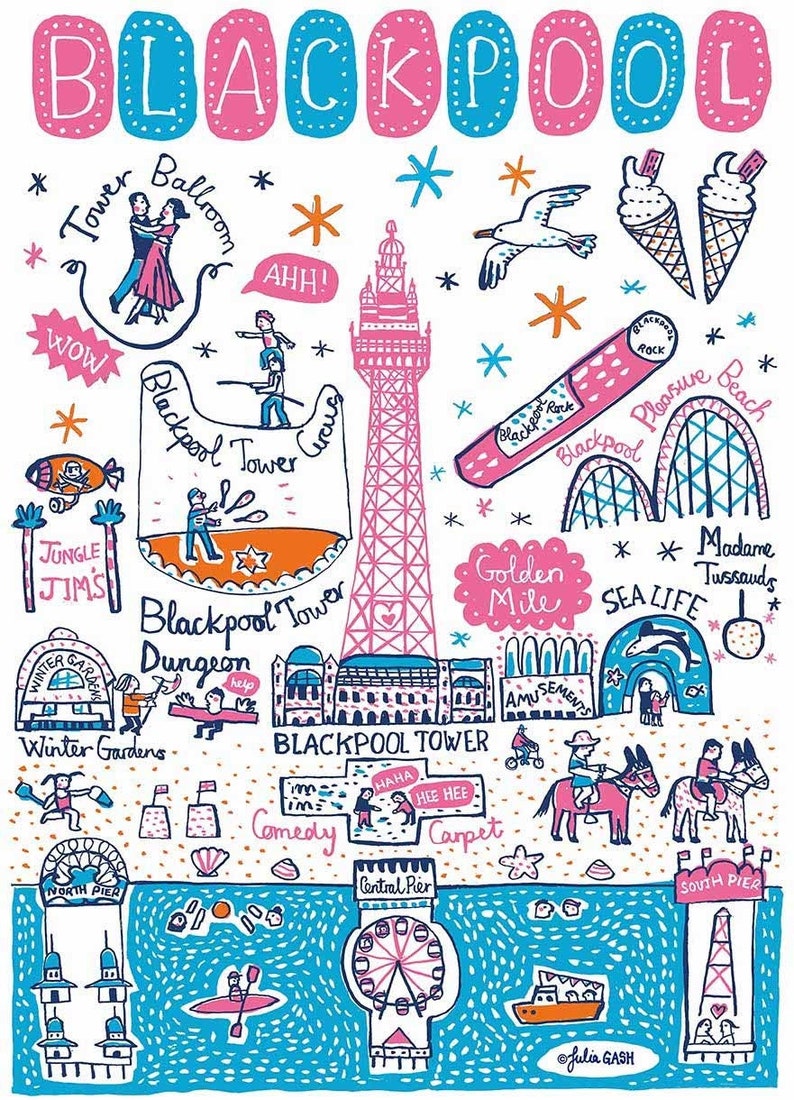 Blackpool Greeting Card by Julia Gash - Etsy