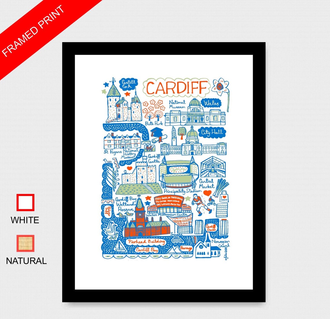 Cardiff Art Print by Julia Gash - Etsy