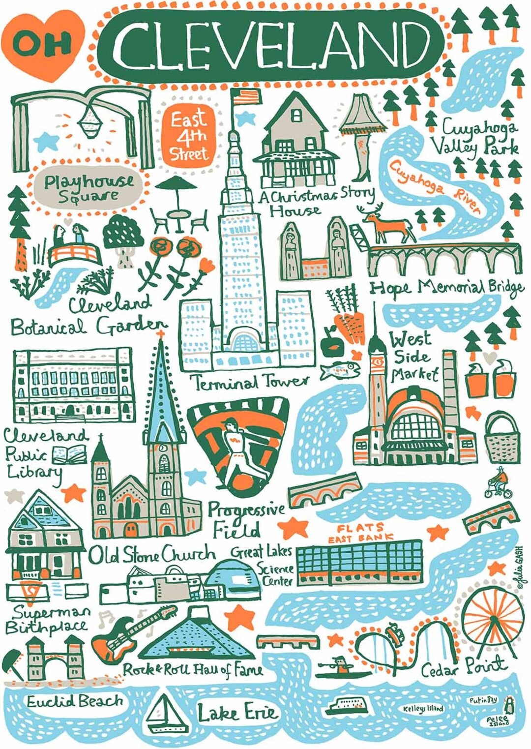 Cleveland Postcard by Julia Gash - Etsy