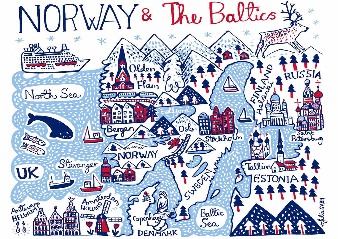 Norway & the Baltics Greeting Card by Julia Gash - Etsy UK