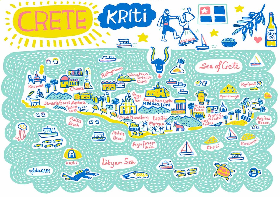 Crete Postcard by Julia Gash - Etsy