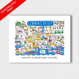 Connecticut State Art Print by Julia Gash - Etsy