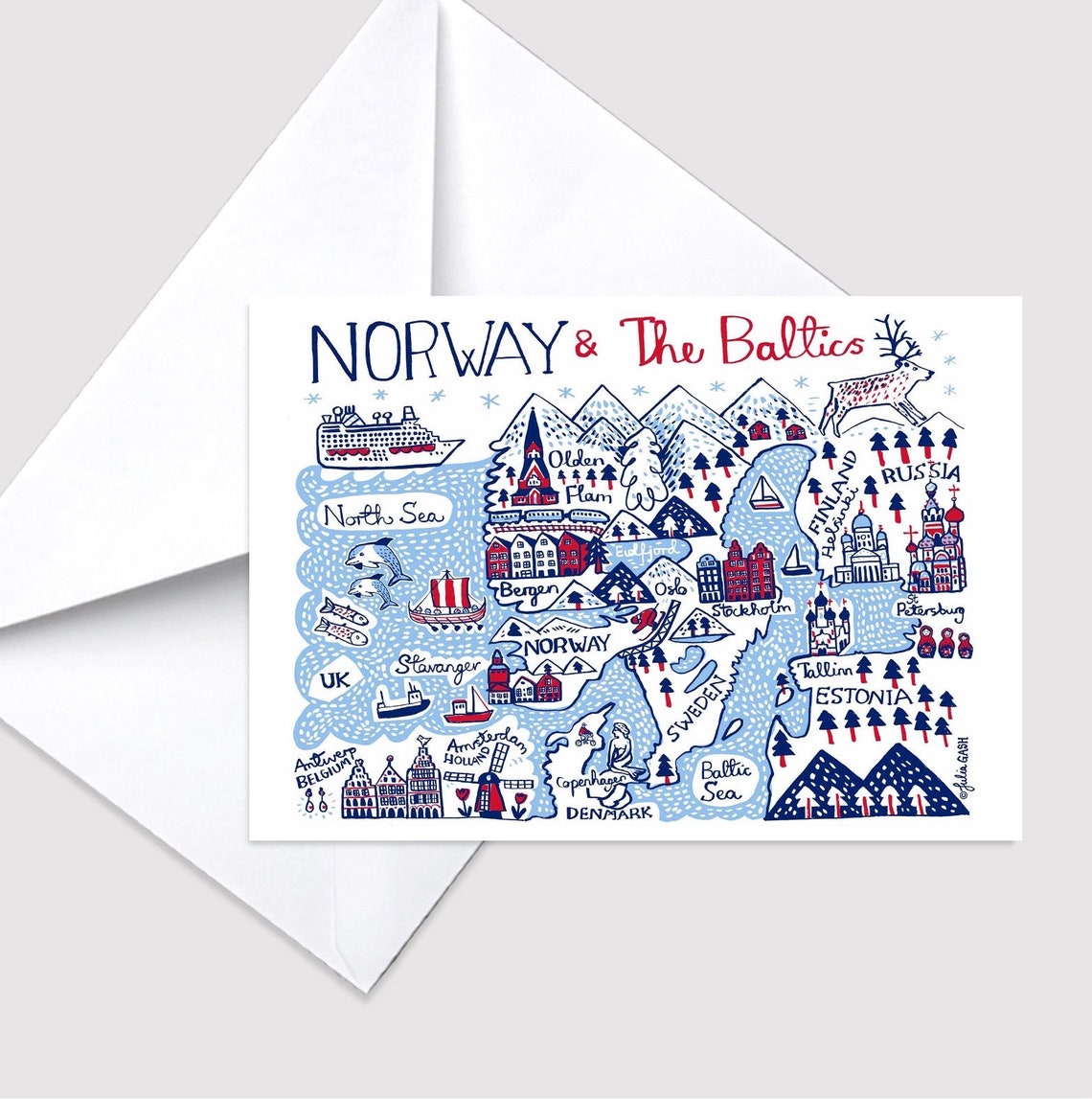 Norway & the Baltics Greeting Card by Julia Gash - Etsy UK