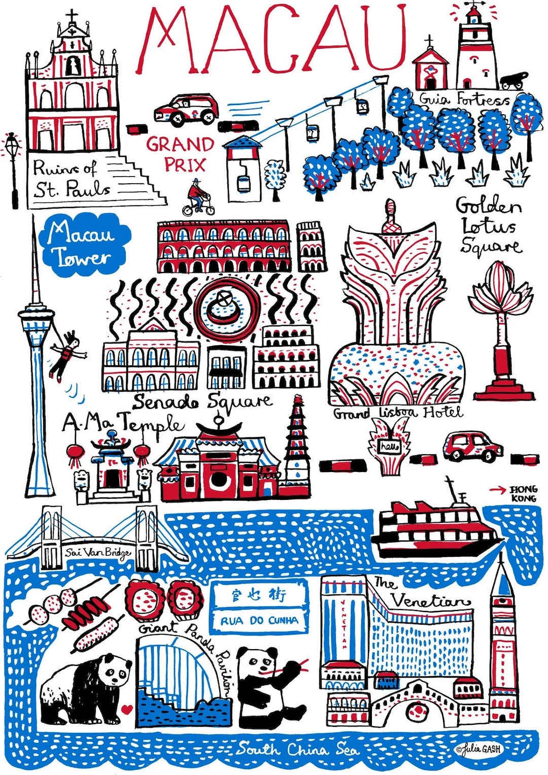 Macau Postcard by Julia Gash - Etsy Hong Kong