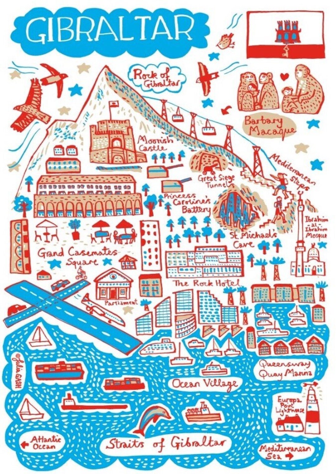 Gibraltar Postcard by Julia Gash - Etsy