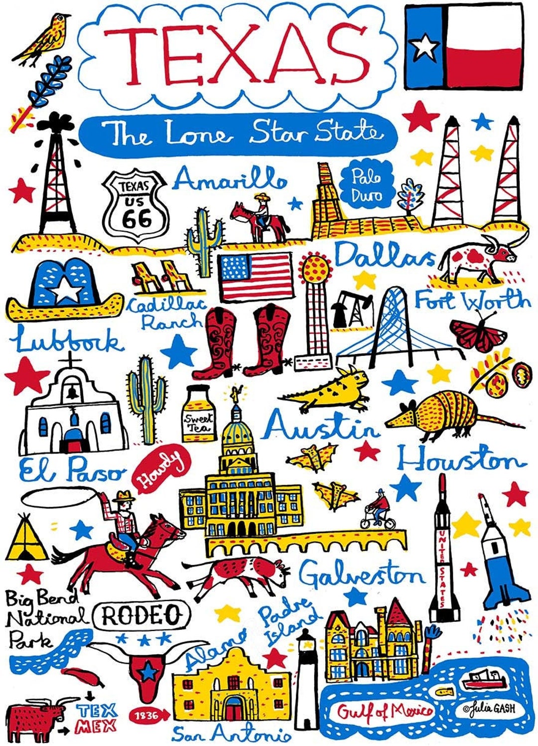 Texas Greeting Card by Julia Gash - Etsy