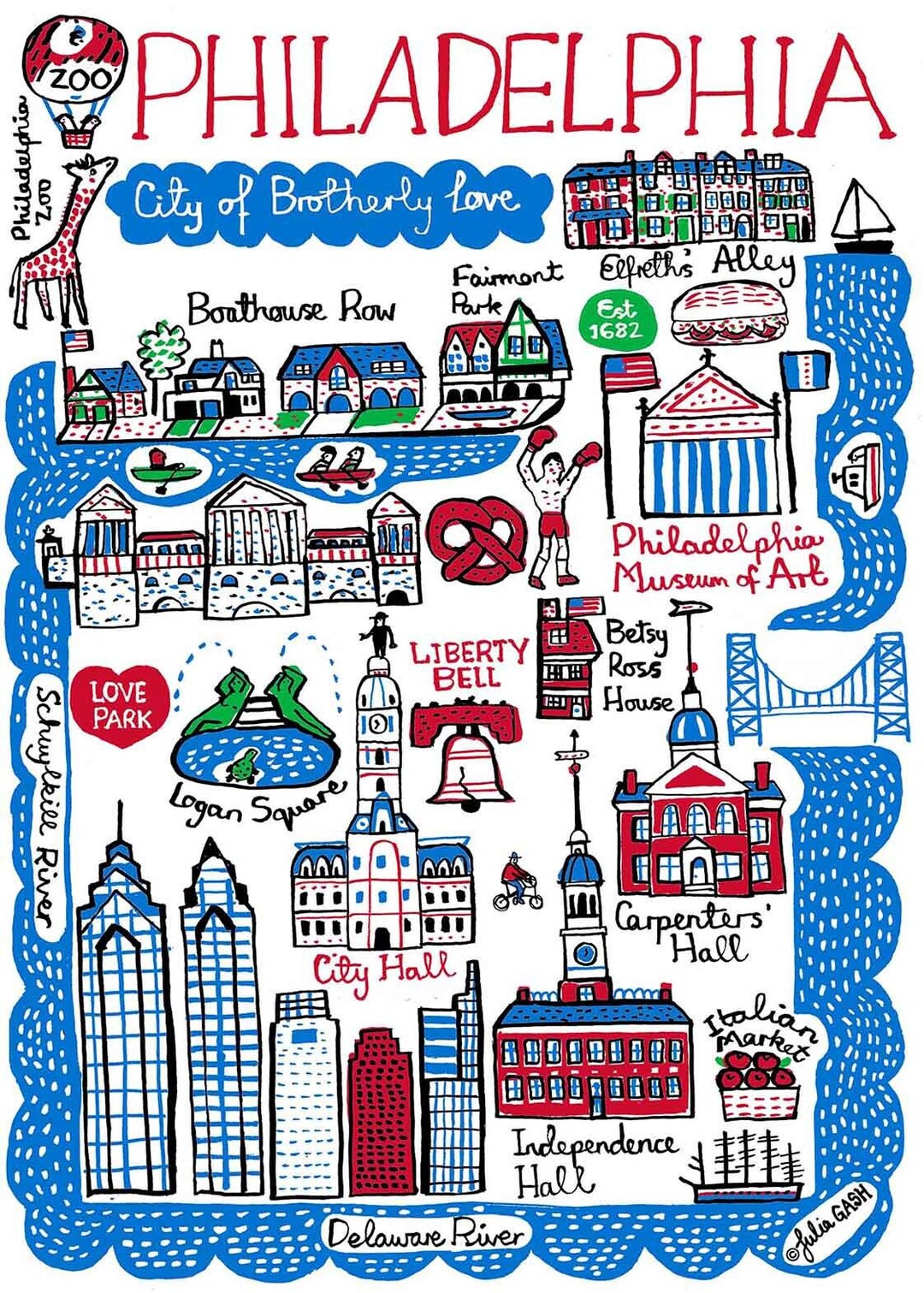 Philadelphia Greeting Card by Julia Gash - Etsy