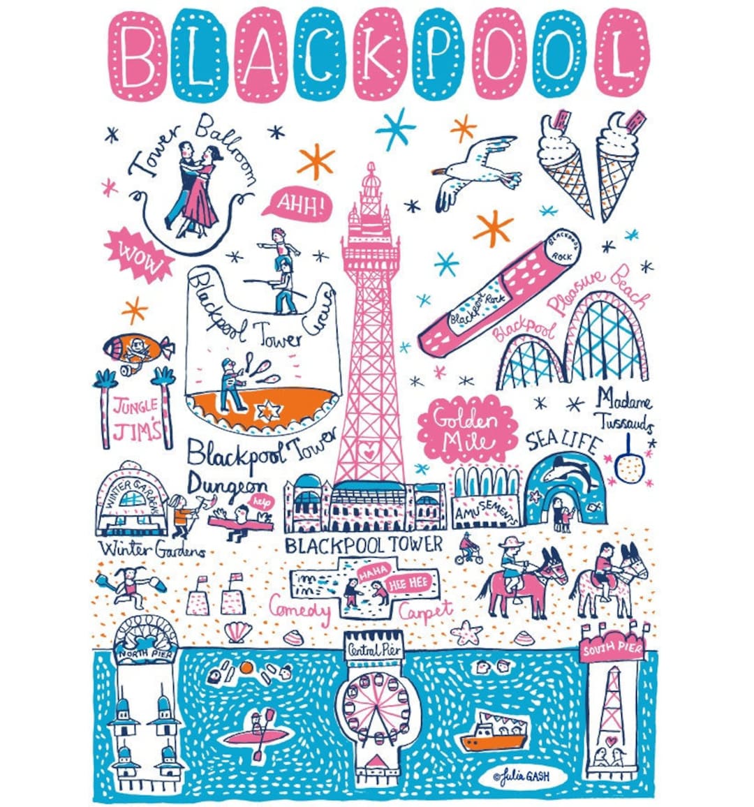 Blackpool Art Print by Julia Gash - Etsy UK