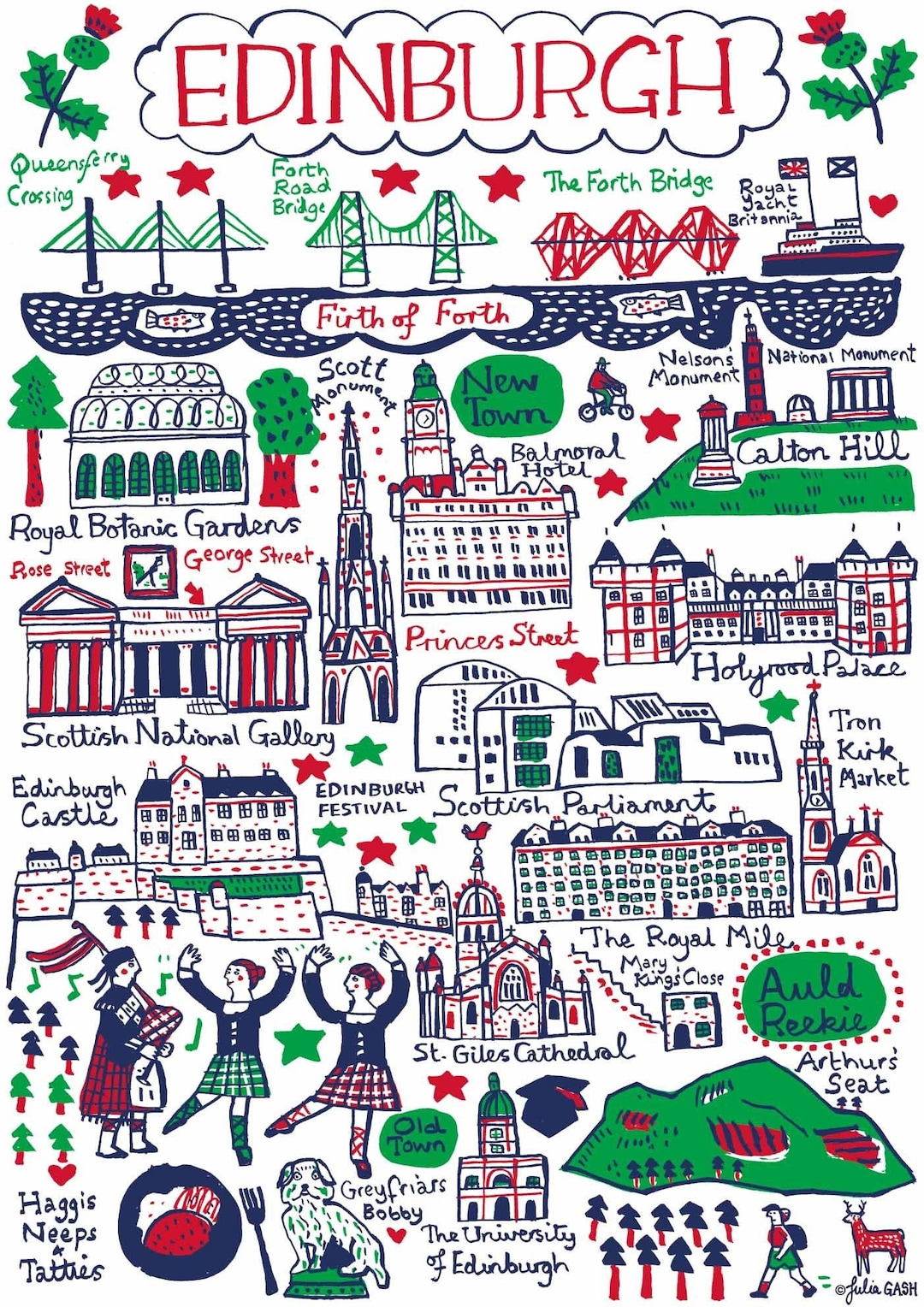Edinburgh Art Print by Julia Gash - Etsy