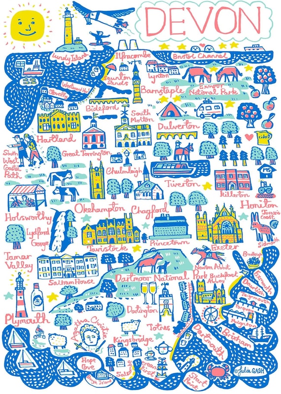 Devon Art Print by Julia Gash - Etsy UK