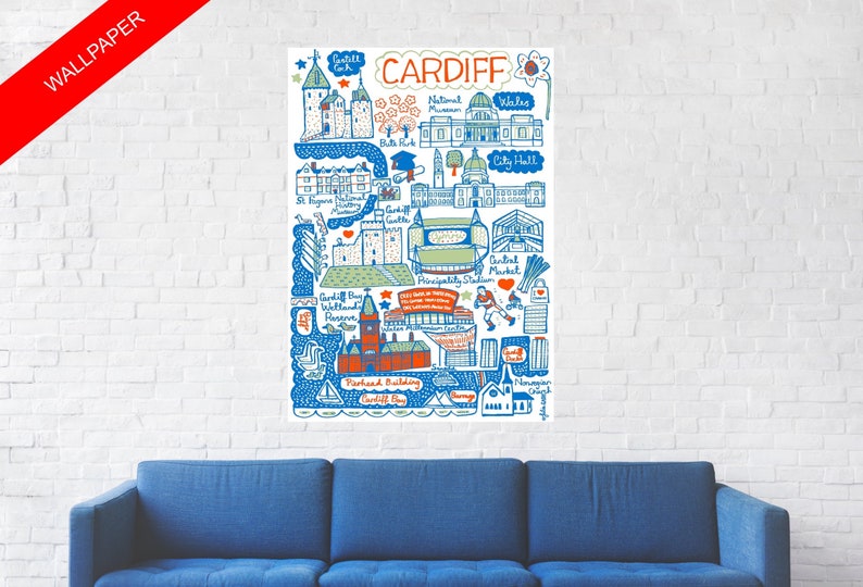 Cardiff Art Print by Julia Gash | Etsy