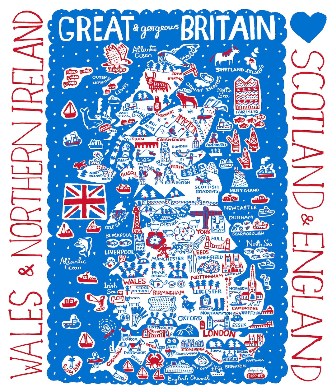 Great Britain Postcard by Dasher - Etsy